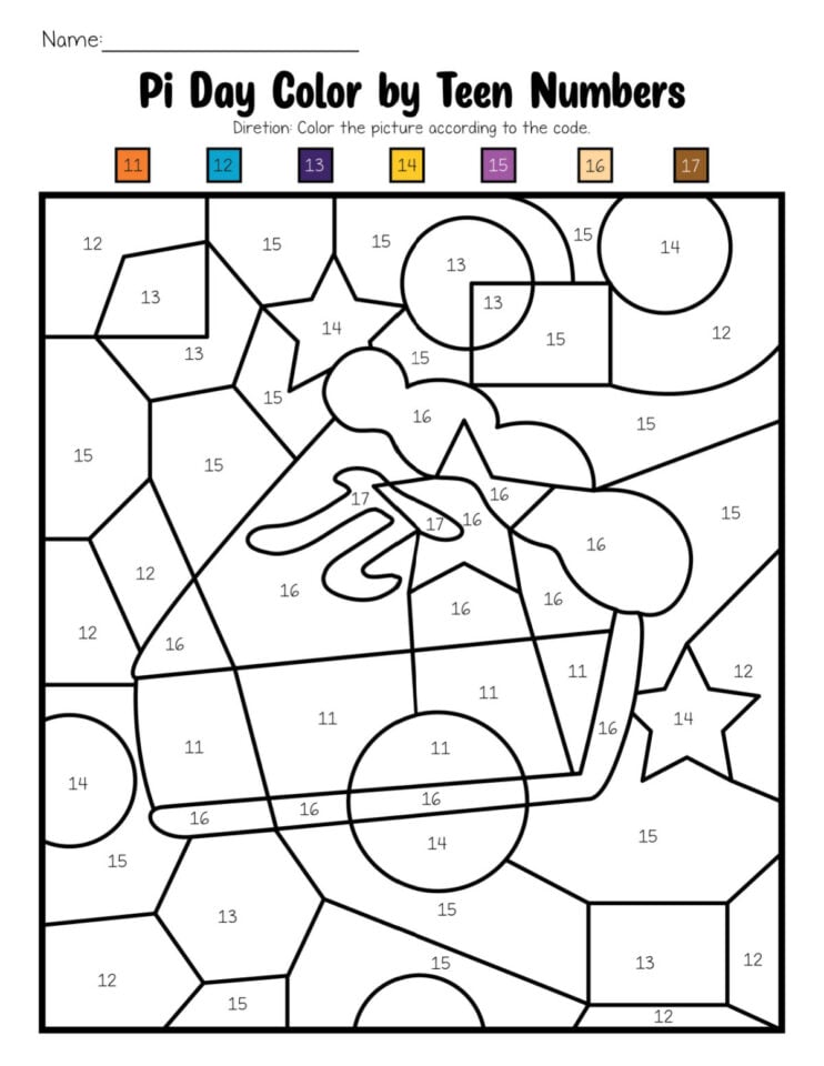 Free Pi Day Activities Coloring Pages - Pi Color by Number PDF