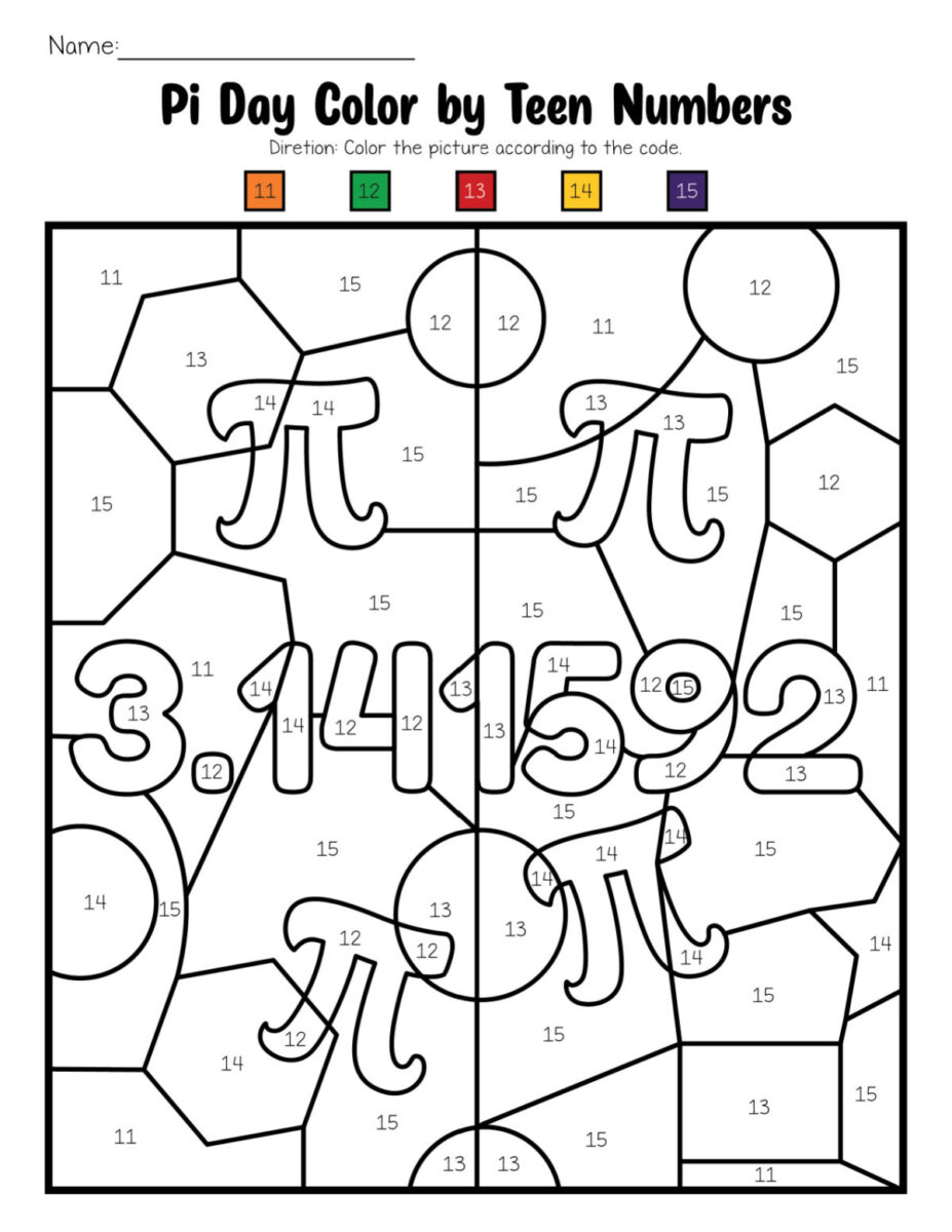 Free Pi Day Activities Coloring Pages - Pi Color by Number PDF