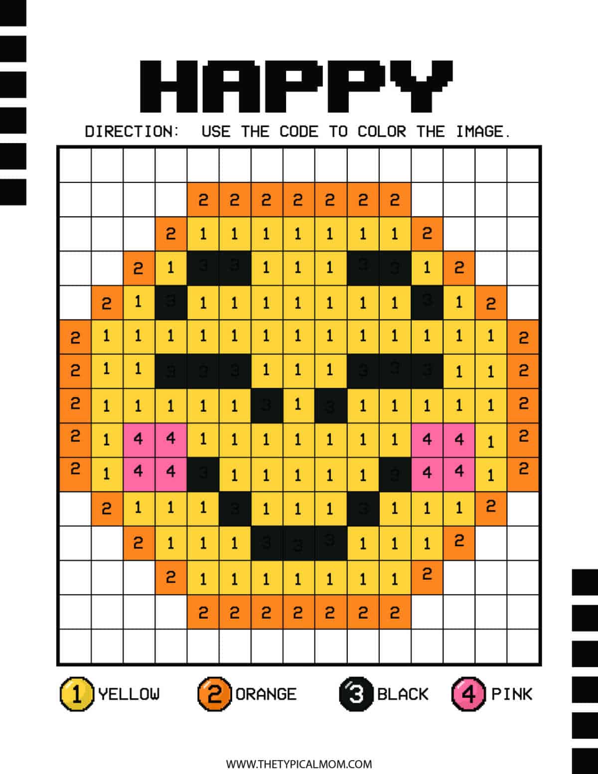 Free Cute Pixel Art Printables Emoji Pixel Art Cute Color Pages