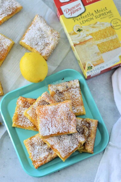 Lemon Bars with Cake Mix Recipe (with Lemon Pie Filling)