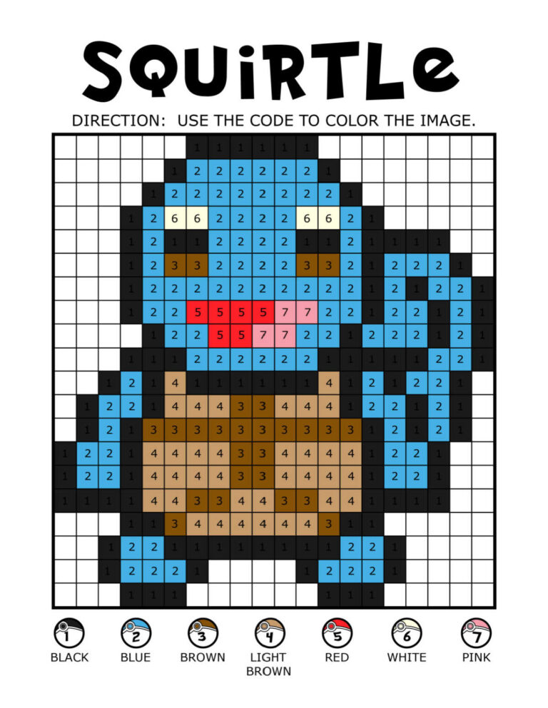 Free Pokemon Pixel Art - Free Pokemon Color by Number