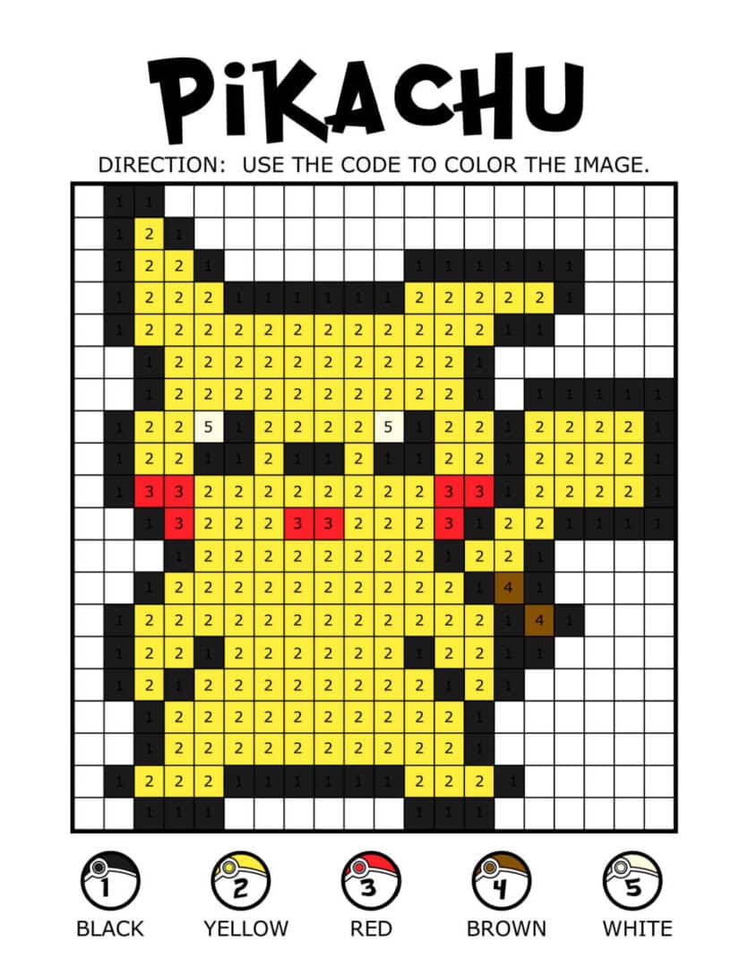 Free Pokemon Pixel Art - Free Pokemon Color by Number