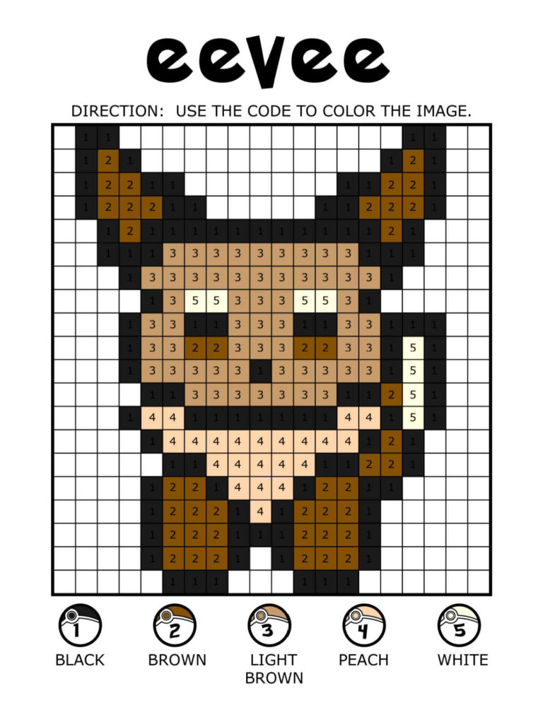 Free Pokemon Pixel Art - Free Pokemon Color by Number