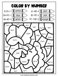 Free Multiplication Color by Number - Math Color by Number