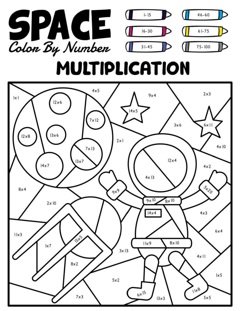 Free Multiplication Color by Number - Math Color by Number