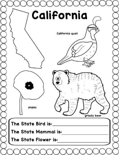 Free US States Worksheets PDF Printable Coloring Pages