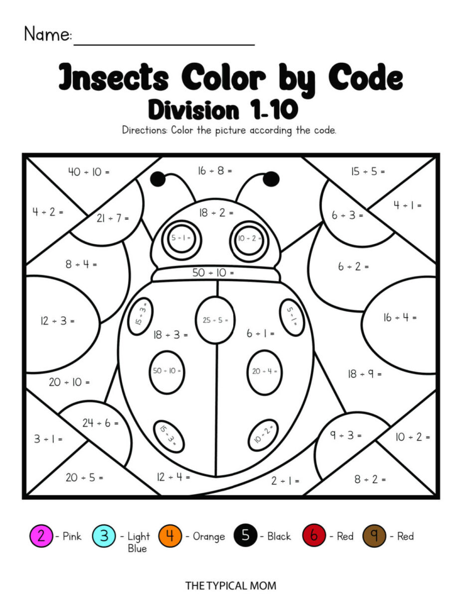 Free Division Color by Number - Math Division Coloring Pages PDF