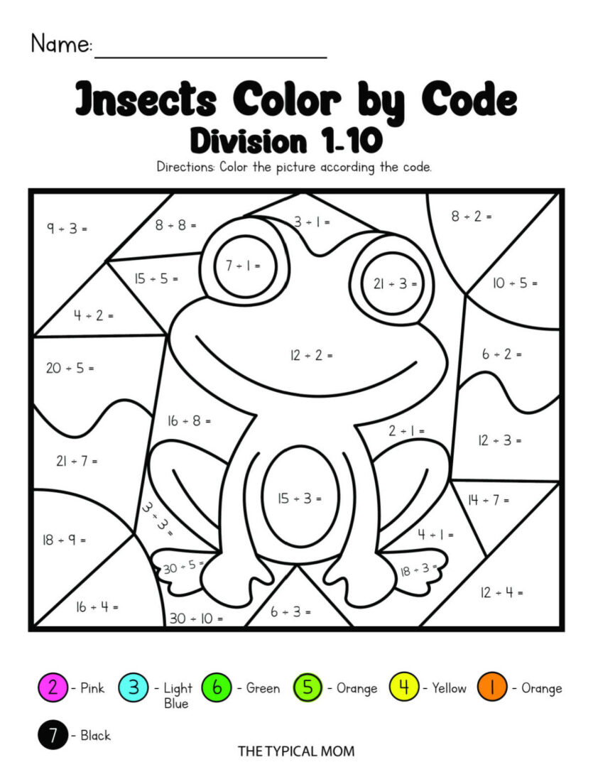 Free Division Color by Number - Math Division Coloring Pages PDF