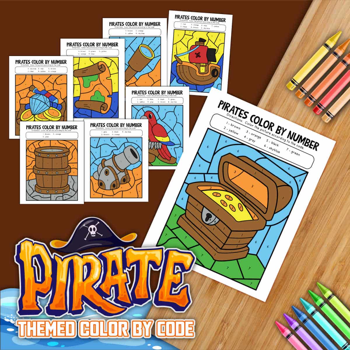 Free Pirate Coloring Pages (Color by Number)