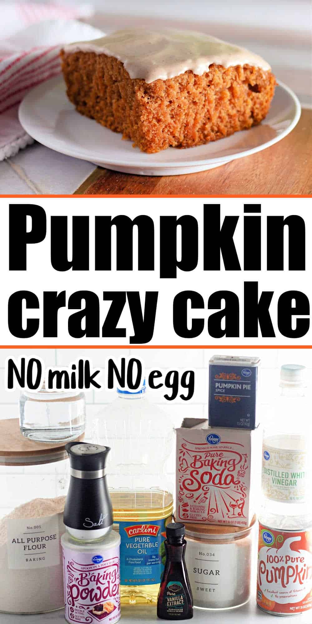 Pumpkin Crazy Cake Recipe (No Egg No Milk)