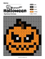 Free Halloween Color by Number - Halloween Pixel Art PDF Pages