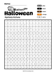 Free Halloween Color by Number - Halloween Pixel Art PDF Pages