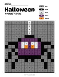 Free Halloween Color by Number - Halloween Pixel Art PDF Pages