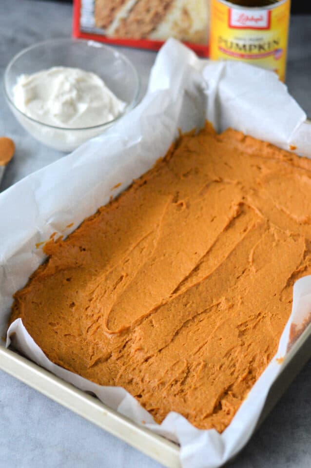 2 Ingredient Pumpkin Bars with Cake Mix - Cake Mix Pumpkin Bars