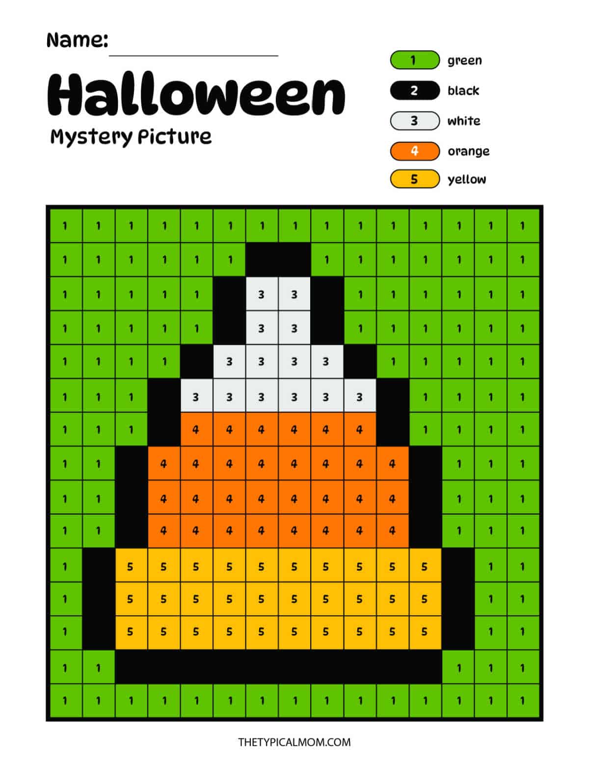 Free Halloween Color by Number - Halloween Pixel Art PDF Pages