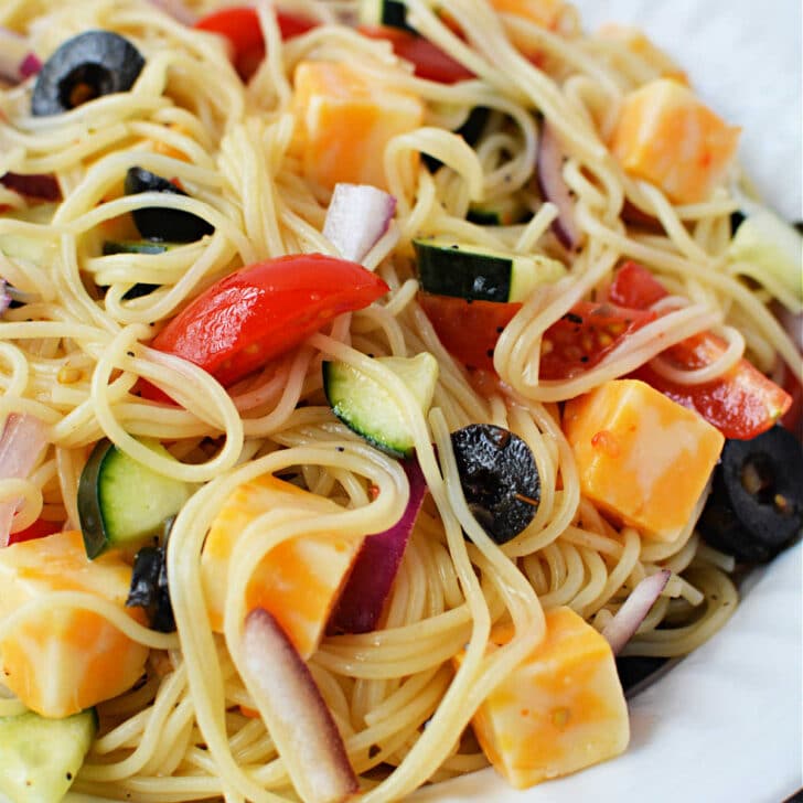 4 Ingredient Pasta Salad No Mayo - Cold Angel Hair Pasta Salad
