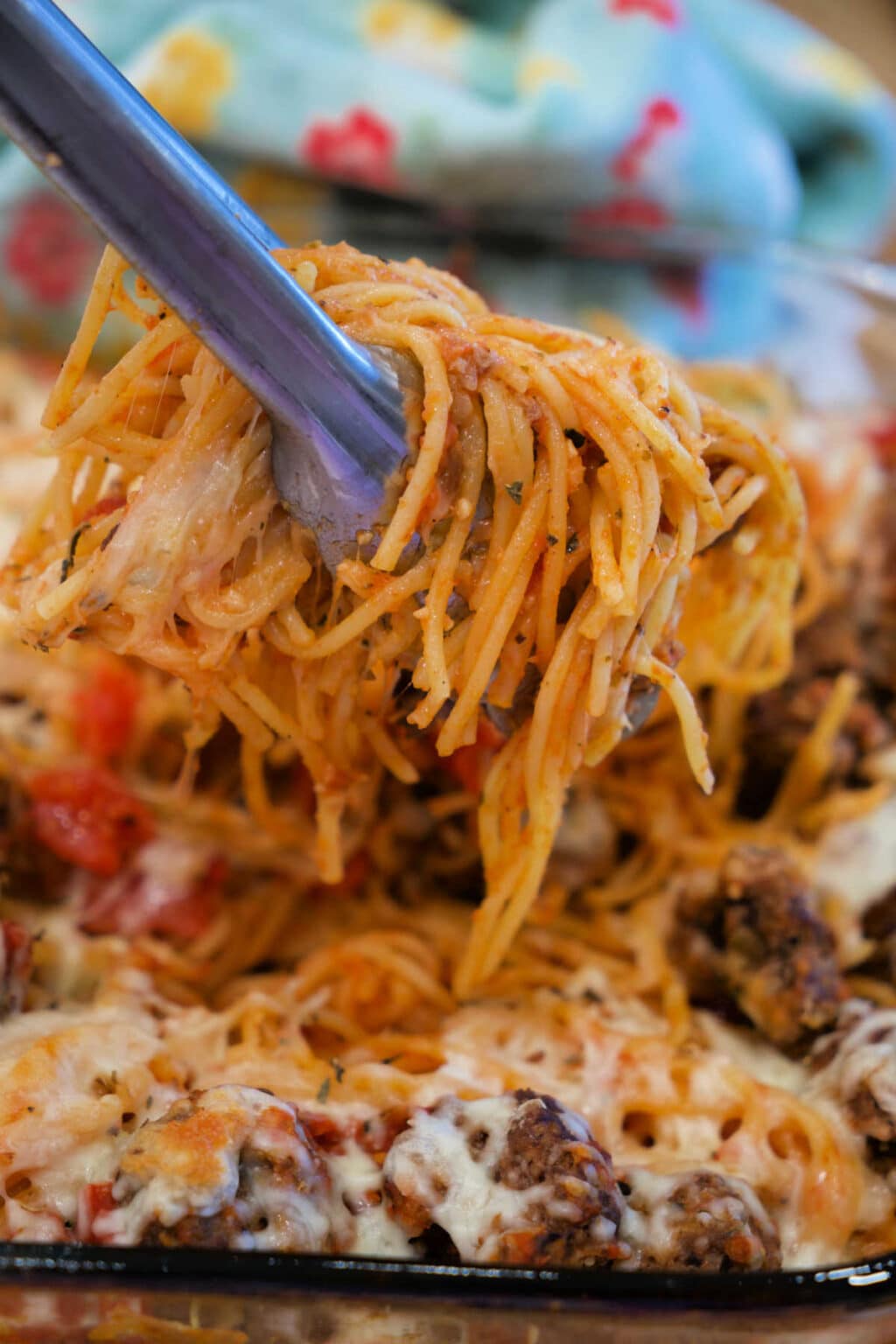 No Boil Baked Spaghetti with Meatballs