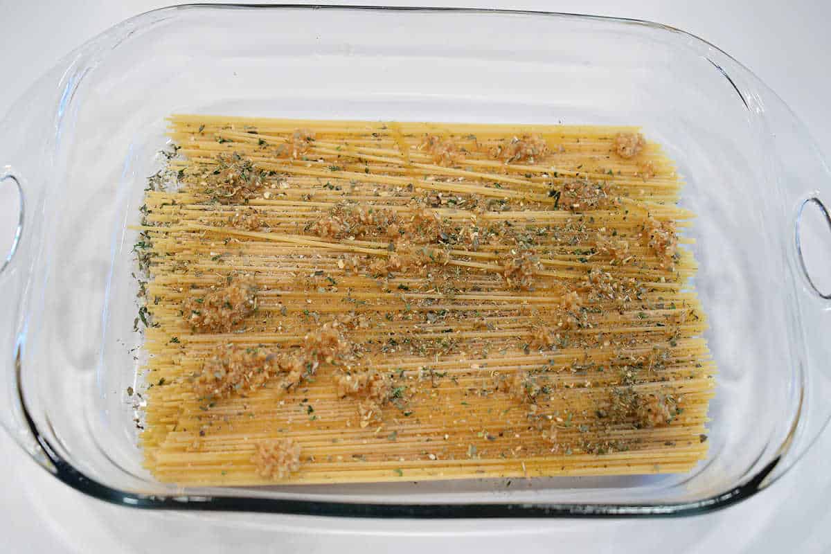 No Boil Baked Spaghetti with Meatballs